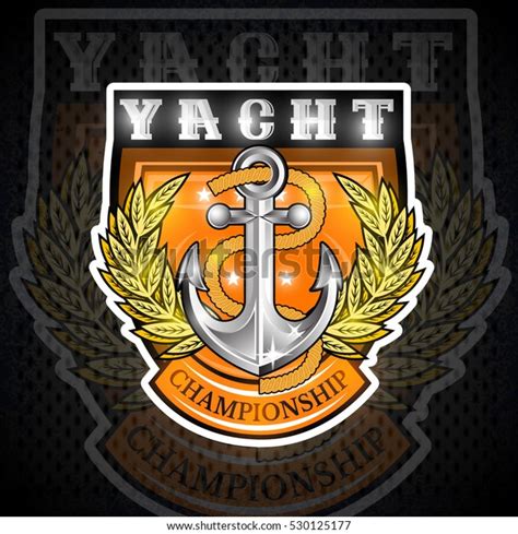 Anchor Rope Gold Laurel Wreath Center Stock Vector Royalty Free