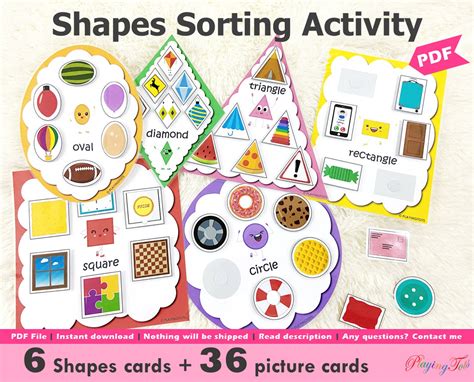 Shapes Pictures Sorting Activity Printable Sort By Shape Etsy