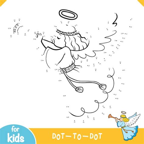 어린이 천사를 위한 숫자 도트 투 도트 교육 게임 프리미엄 벡터