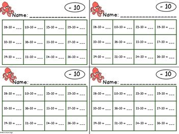 Subtraction Timed Tests By More Snow Days TpT