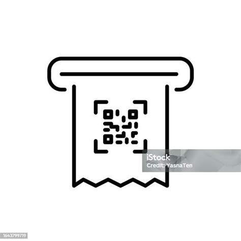 Qr 코드가 인쇄된 영수증 비접촉식 Atm 또는 결제 거래 픽셀 퍼펙트 아이콘 바코드에 대한 스톡 벡터 아트 및 기타 이미지