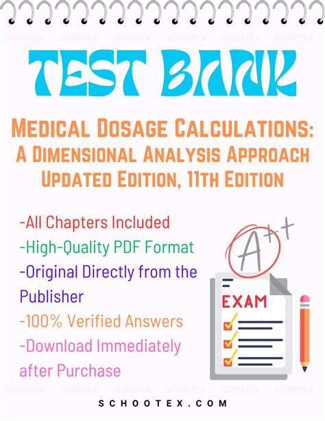 Medical Dosage Calculations A Dimensional Analysis Approach 11th Edition Test Bank Schootex