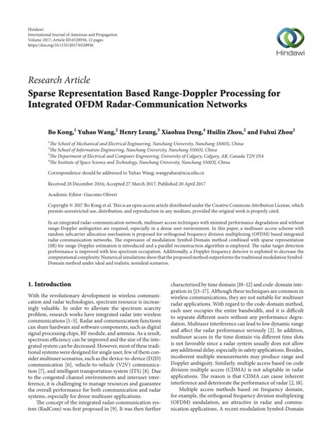 Pdf Sparse Representation Based Range Doppler Processing For Integrated Ofdm Radar