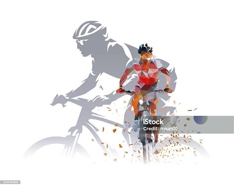 산악 자전거 경주 콜라주 남자 타고 산악 자전거 이중 노출 절연 벡터 일러스트 레이 션 측면보기 산악 자전거 자전거 타기에 대한 스톡 벡터 아트 및 기타 이미지 Istock