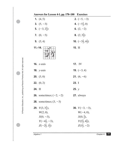 Alg 1A Chapter 4 Textbook Answers Answers For Lesson 4 1 Pp 178180 Exercises 4 5 2