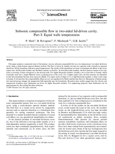 Pdf Subsonic Compressible Flow In Two Sided Lid Driven Cavity