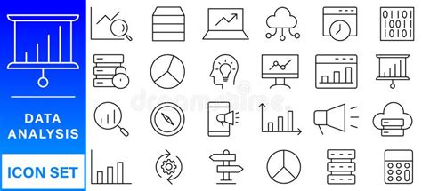 Data Analysis Line Icon Set Editable Stroke Stock Illustration Illustration Of Technology