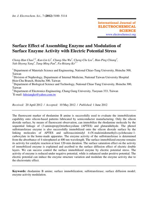 Pdf Surface Effect Of Assembling Enzyme And Modulation Of Surface