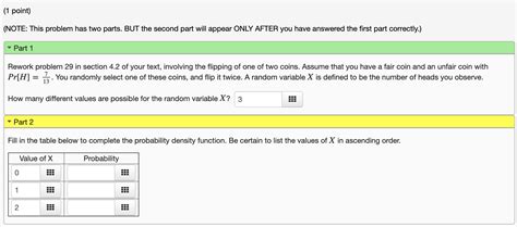 Solved 1 Point NOTE This Problem Has Two Parts BUT The Chegg Com