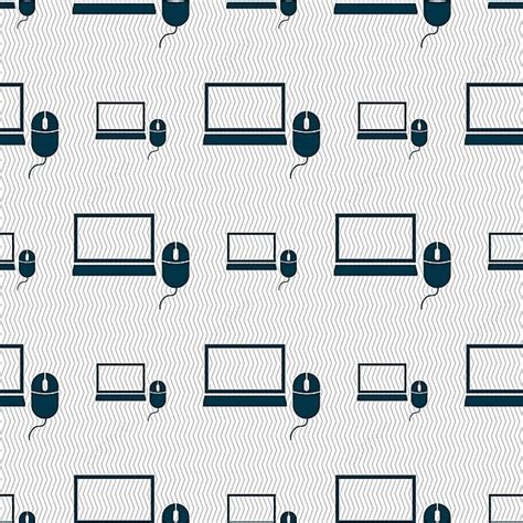 Geometric Shapes Seamless Abstract Background With Mouse Sign Icon And Computer Widescreen