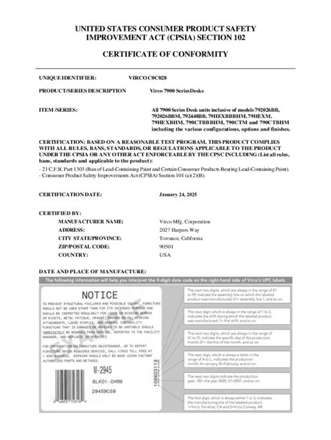 Fillable Online United States Consumer Product Safety Improvement Act Cpsia Section 102