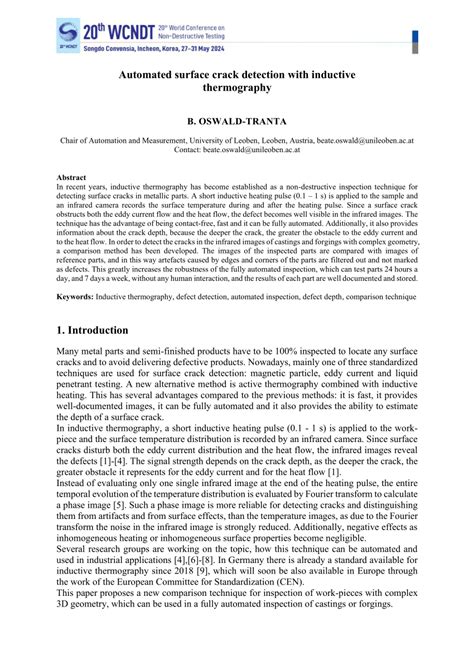 Pdf Automated Surface Crack Detection With Inductive Thermography