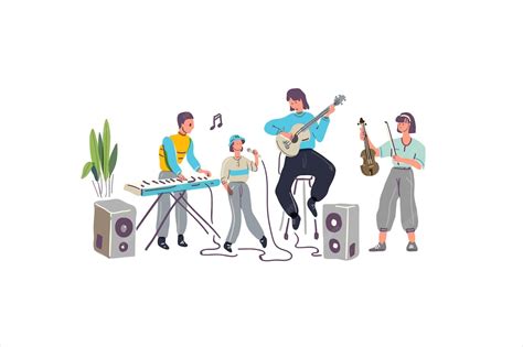 Premium Vector Band Singers With Music Performance