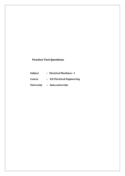 Electrical Machines Sample Exam Paper Exams Electric Machines Docsity