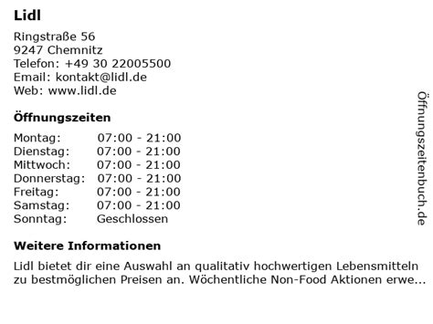 ᐅ Lidl In Chemnitz Telefonnummer Öffnungszeiten Adresse