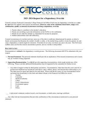 Fillable Online 20232024 Request For A Dependency Override Fax Email Print PdfFiller