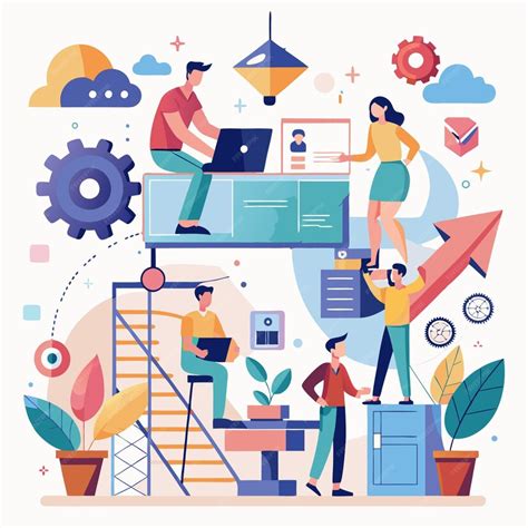 Premium Vector Collaborative Workflow And Project Management