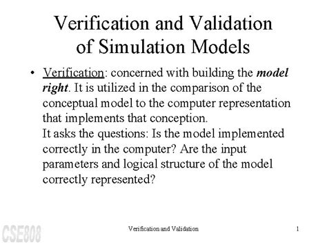 Verification And Validation Of Simulation Models Verification Concerned