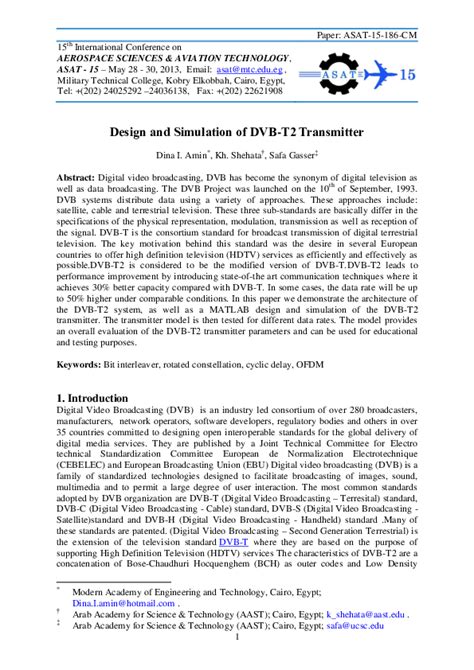 pdf design and simulation of dvb t2 transmitter