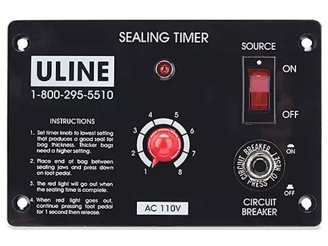 Timer Control Panel For Foot Operated Extra Long Impulse Sealer 10 Amp H 1250 Timer Uline