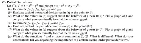 Solved Partial Derivatives Let Fxy8−x2−y2 And