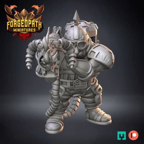 3d Printable Inferno Legion Dwarf Flamethrower Unit By Forged Path