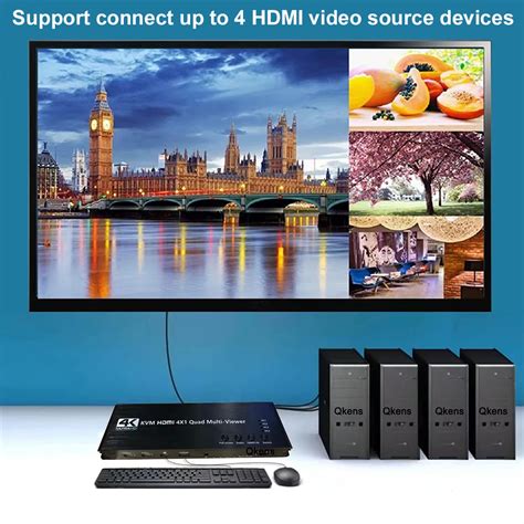 4k Hdmi Kvm 4x1 Quad Multi Viewer 4 In 1 Out Video Multiplexer Kvm Switch Screen Multiviewer For