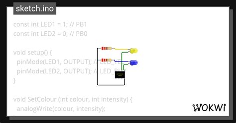 Attiny85 Bicolor Led Fader V1 Wokwi Esp32 Stm32 Arduino Simulator