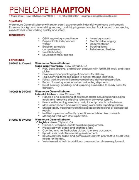 Laborer Resume Sample