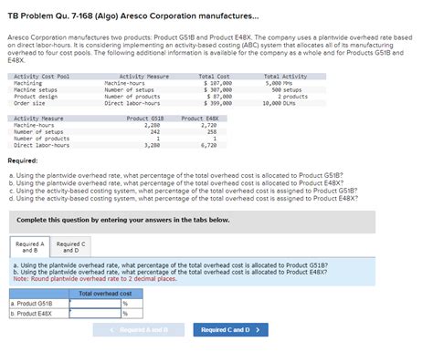 Solved TB Problem Qu 7 168 Algo Aresco Corporation Chegg Com