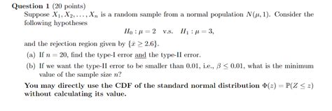 Solved Question 1 20 points Suppose X₁ X2 Xn is a Chegg com