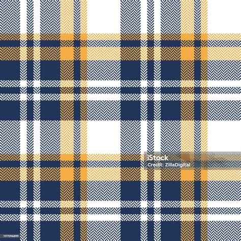 격자 무늬 패턴입니다 플란넬 셔츠 스카프 담요 및 기타 현대적인 겨울 패브릭 디자인을 위한 중간 파란색 노란색 및 흰색의 매끄러운 헤링본 벡터 타탄 체크 격자 무늬 텍스처