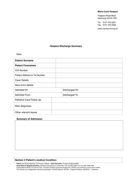 Free Printable Discharge Summary Templates [word Pdf] Mental Health