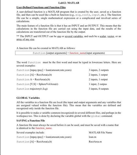 User Defined Functions And Function Files A