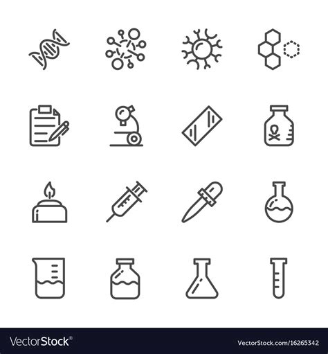 Laboratory Equipment Icons Set Line Icons Vector Image