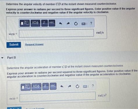 Solved Member Ab Has The Angular Velocity ωab 5rad S And