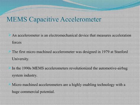 Mems Capacitive Accelerometer Ppt Physics Science