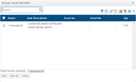Pur Assign Asset Number