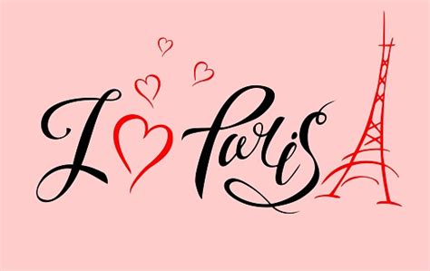 파리 사랑 해요 일러스트 레이 션 검정 잉크 에펠 탑입니다 흰색 배경에 고립 된 장식입니다 파리를 사랑 하는 비문 손으로 관광에