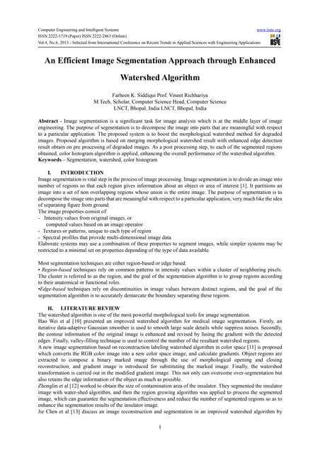 An Efficient Image Segmentation Approach Through Enhanced Watershed