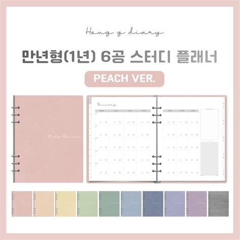 6공 스터디플래너 만년형 Peach 위버딩