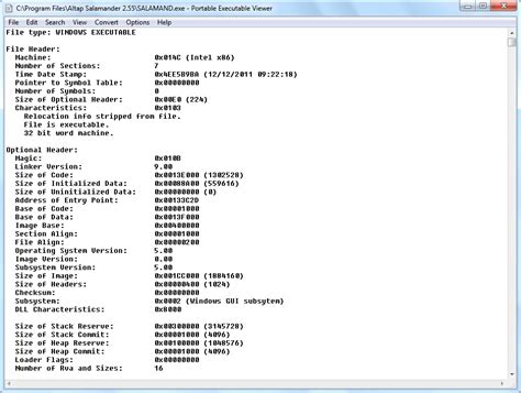 Portable Executable Viewer Altap Salamander File Manager