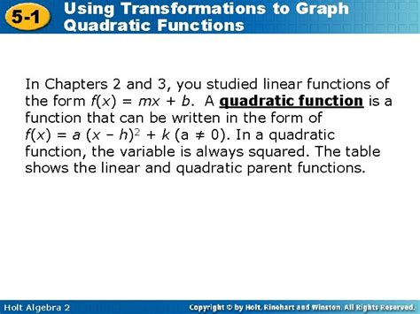 5 1 Using Transformations To Graph Quadratic Functions
