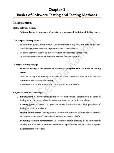 unit 1 pdf software testing quality assurance