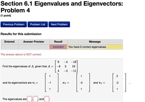 Solved Section 6 1 Eigenvalues And Eigenvectors Problem 6