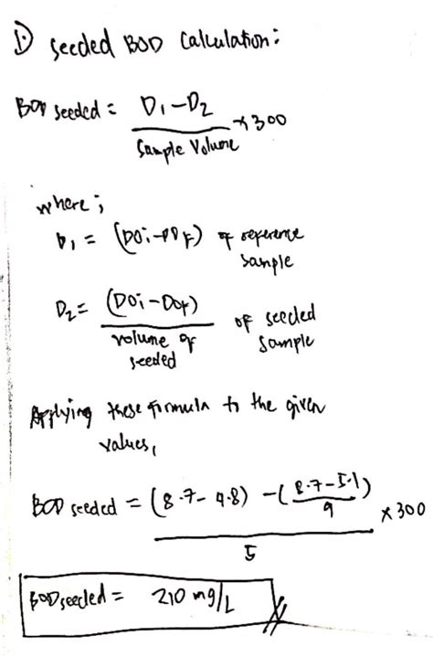 Solved Example Seeded Bod Calculation Calculate The Bod Of A