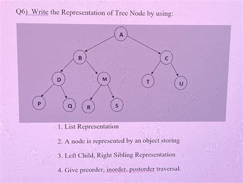 solved q6 write the representation of tree node by using