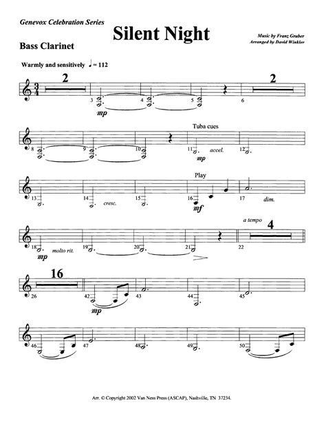 Silent Night Instrumental Bass Clarinetsheet Music Pdf Lifeway
