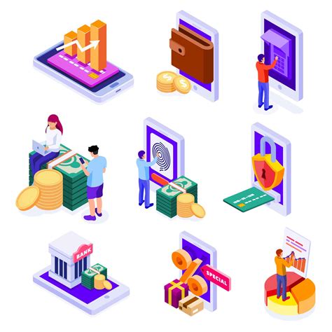 Digital Banking Isometric Icons