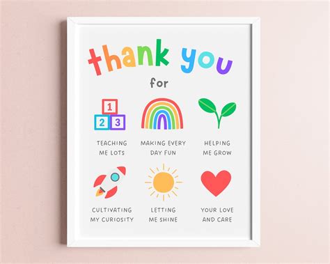 Printable Thank You Card For Daycare Teachers Preschool Nursery Teacher And Ece Appreciation T